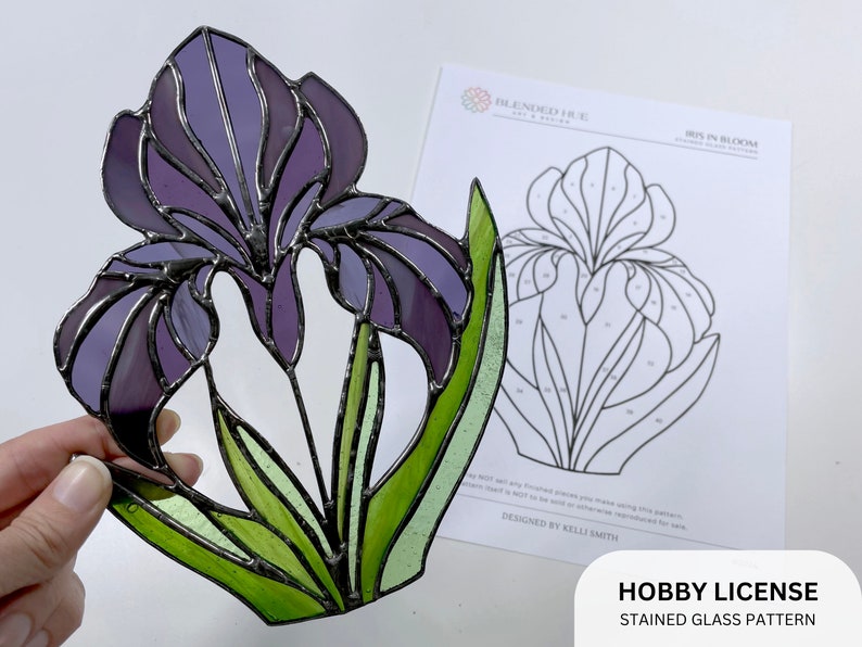 PATTERN - Iris in Bloom Stained Glass Pattern - Digital Download: Hobby ...