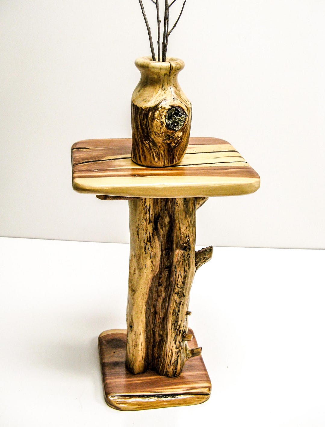 Tree Stump Table, Cedar Plant Stand, Twig Table, Branch Table, Small ...