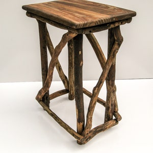 Rustic Twig Side Table, Reclaimed Wood Adirondack Style - Etsy