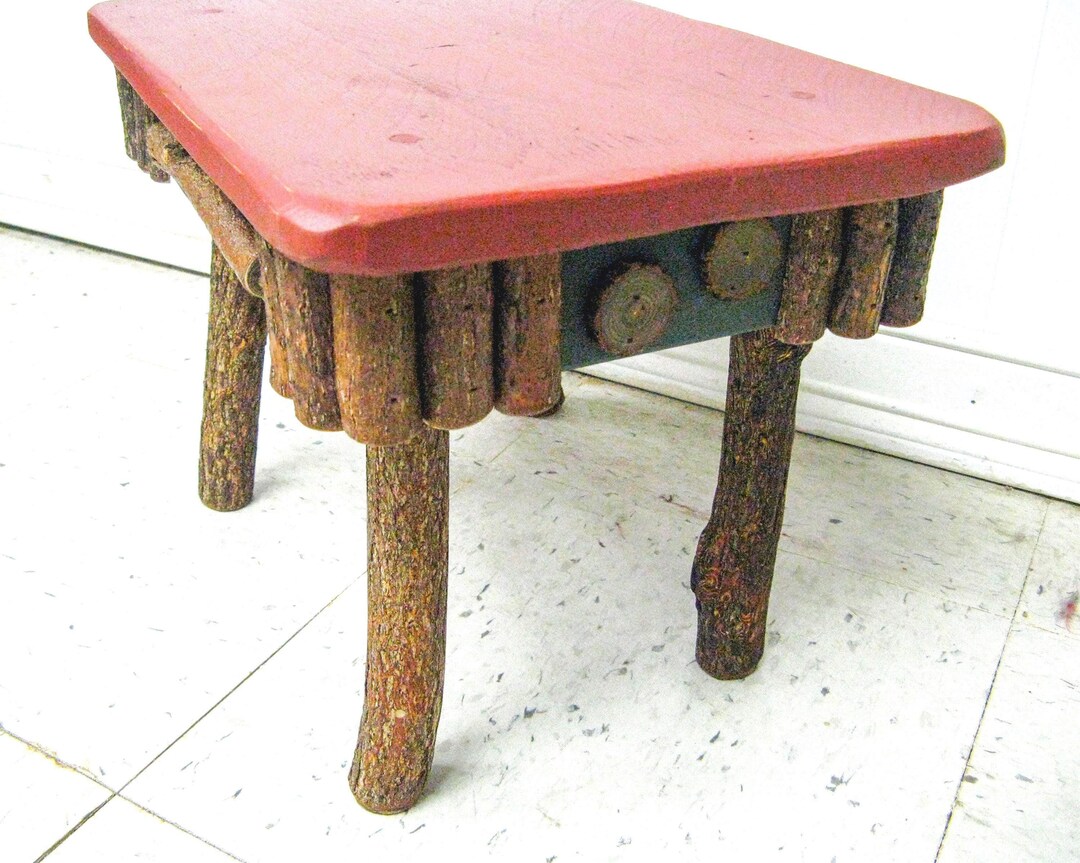 Rustic Twig Bench, Reclaimed Wood Footstool, Fireside Stool - Etsy