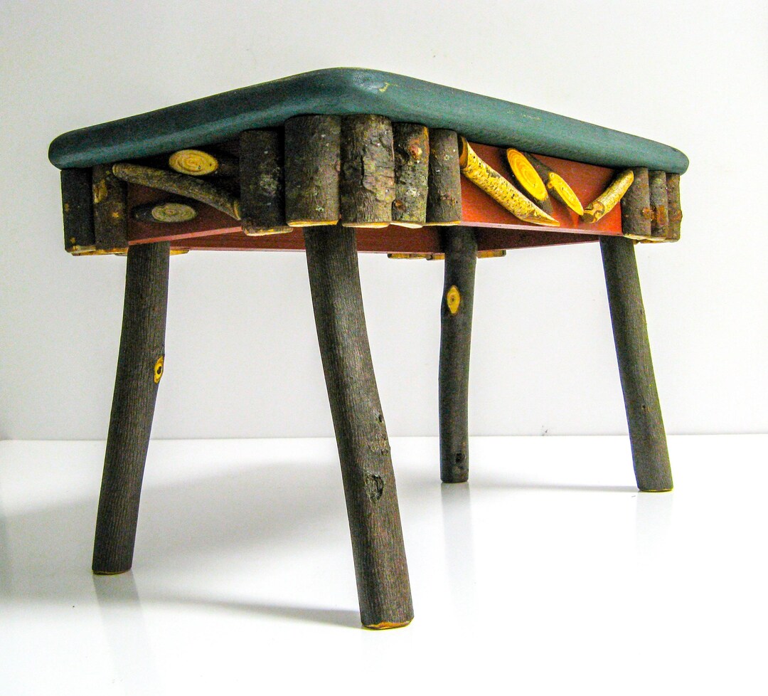 Handmade Twig Bench, Rustic Reclaimed Wood Footstool, Fireside Stool - Etsy