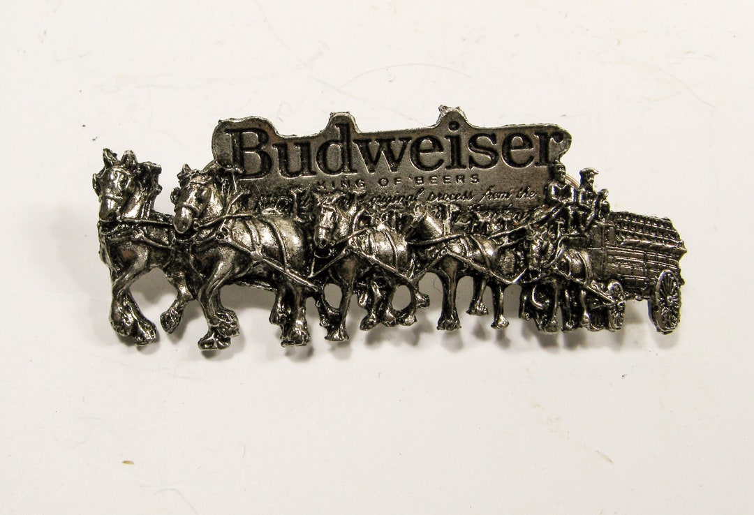 VINTAGE BUDWEISER BEERWAGON Budweiser Clydesdale Pin, Pewter, Hat Pin ...