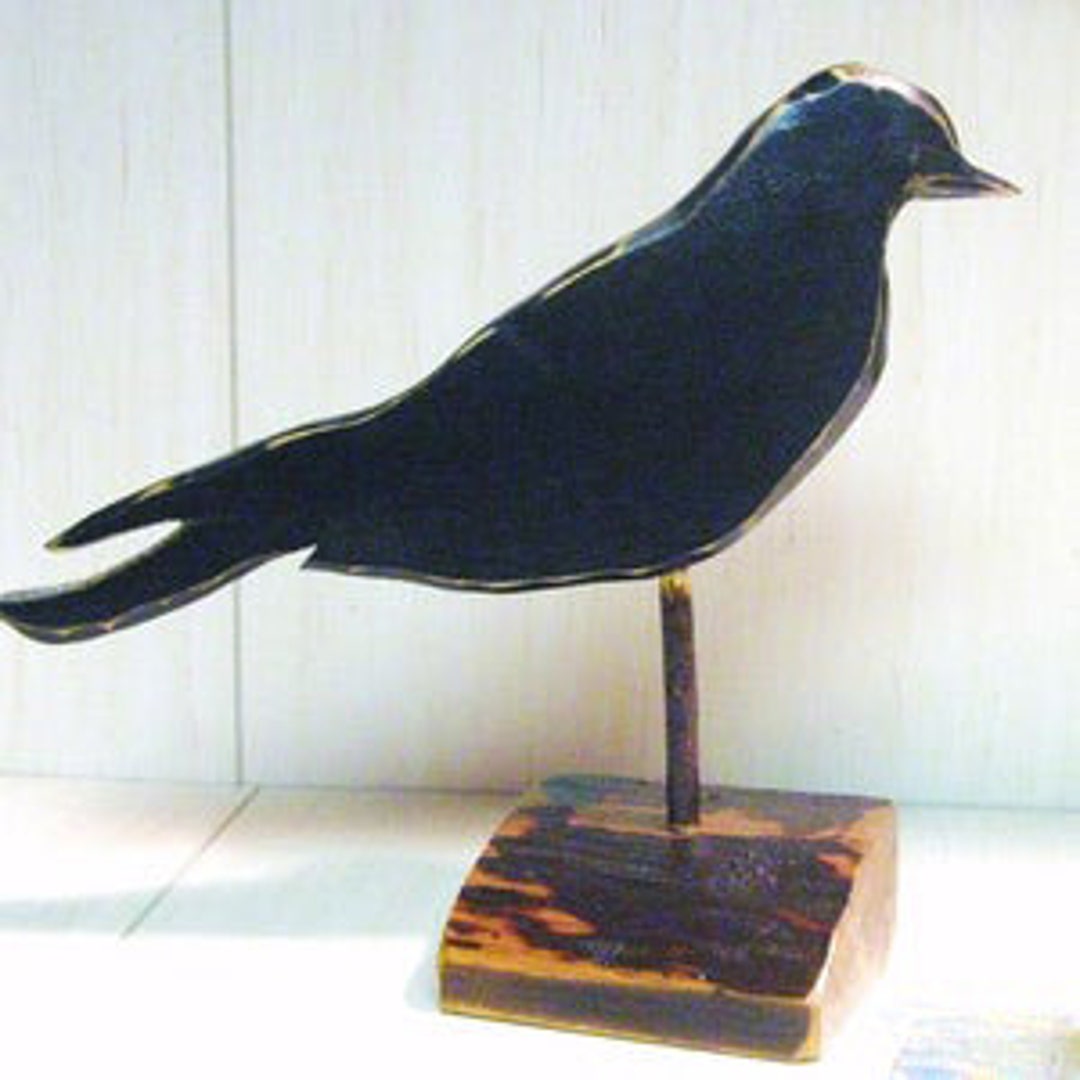 Tramp Art Crow, Hand Carved Crow, Folk Art, Primitive Crow, Crow Decoy ...