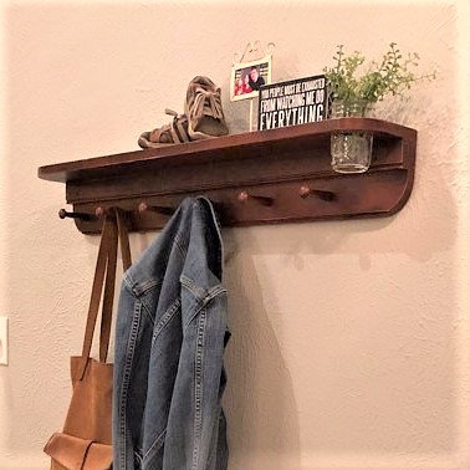PRIMITIVE WALL SHELF 36 Reclaimed Wood Shelf Coat - Etsy