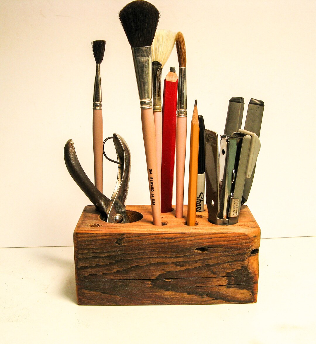 Tool Rack, Desk Organizer, Artist Brush Rack, Makeup Tool Rack, Rustic ...