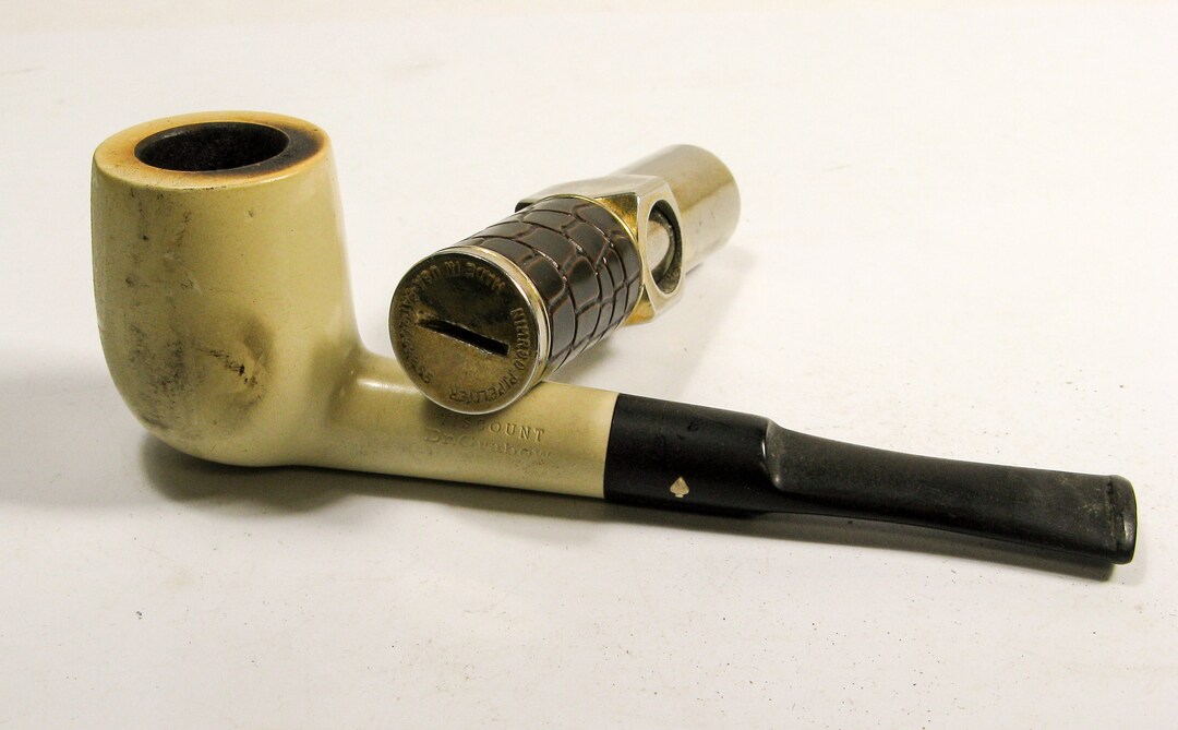 Vintage Pipe W/lighter, Viscount Dr. Grabow White Briar, Nimrod Gold ...