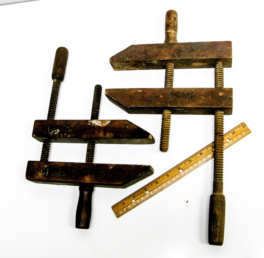 Vintage Clamps, Set of 2, Cabinet Clamps, W/ Real Wooden Screws, Hand ...