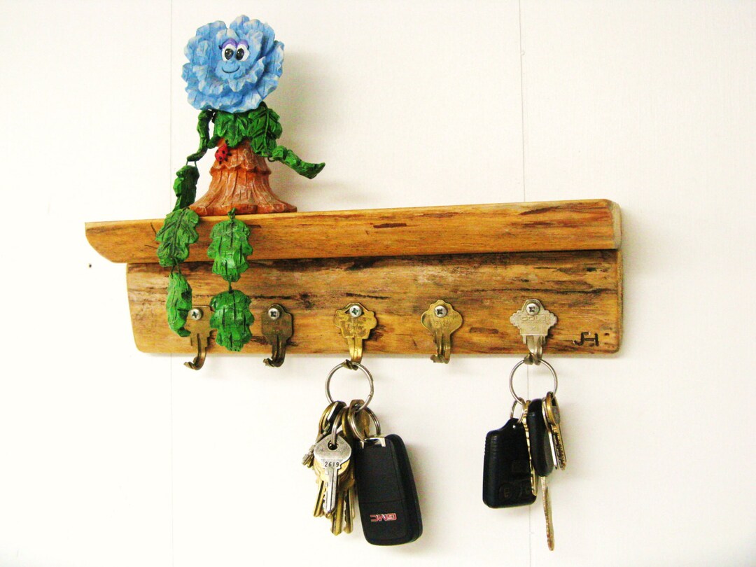 Rustic Key Rack, 12", W/ Bent Key Hooks, Keys, Jewelry Rack, Rustic ...