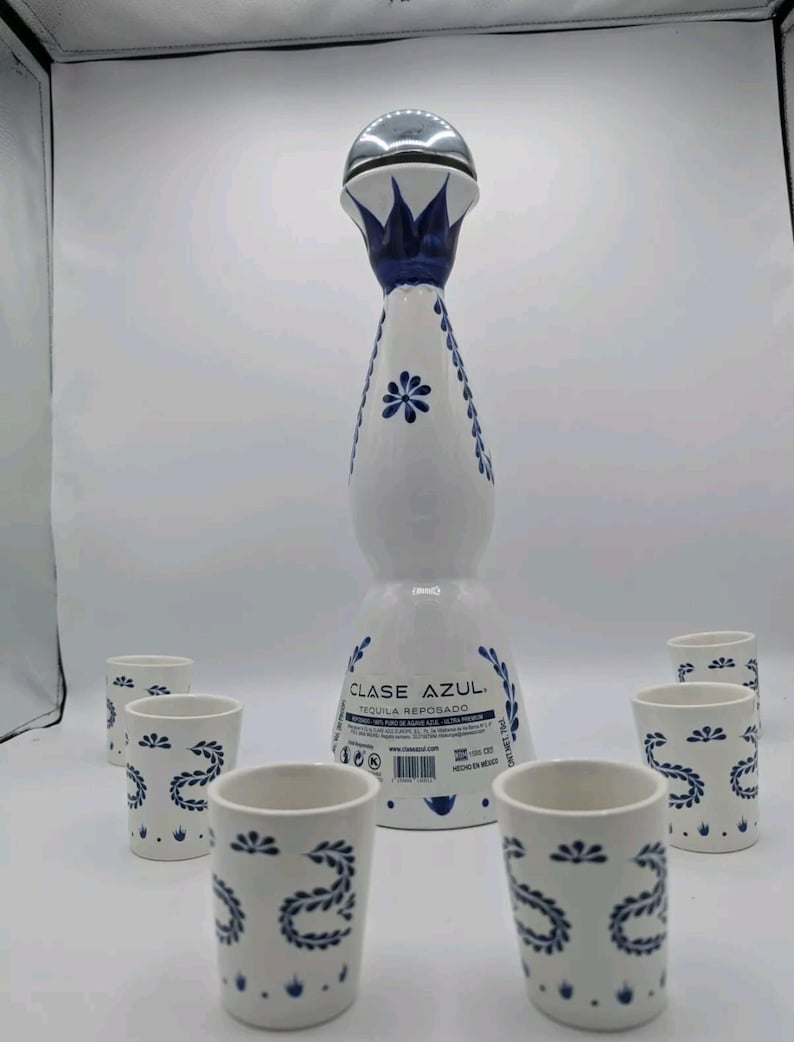 Clase Azul Reposado Tequila 700 Ml Empty Bottle With 6 Matching Shots ...