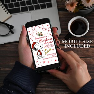 Snoopy Christmas Dinner Invitation | Peanuts Holiday Party Invite ...