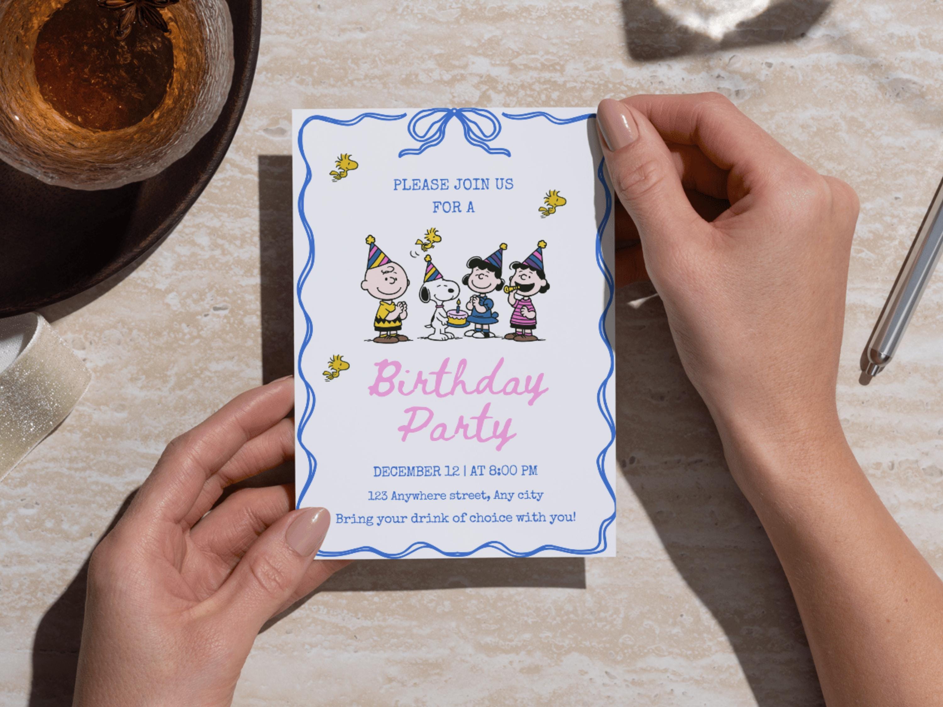 Peanuts Birthday Invitation With Snoopy & Friends | Editable Canva ...