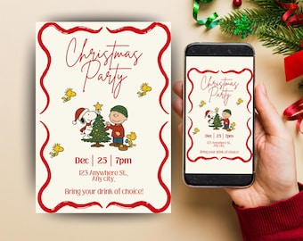 Snoopy Christmas Dinner Invitation | Peanuts Holiday Party Invite ...