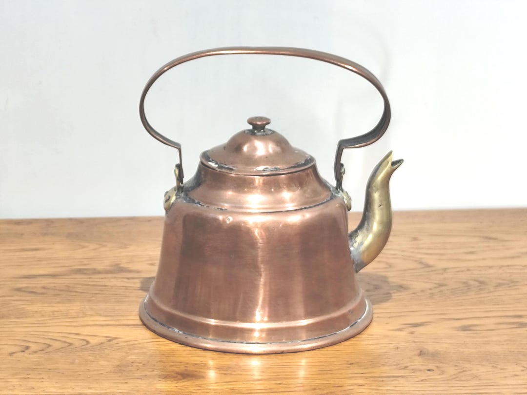 Antique French Copper Kettle – Rustic Farmhouse Kitchen Décor – Vintage ...