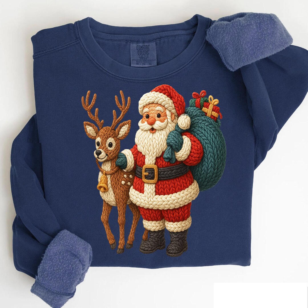Santa Claus With Reindeer PNG – Christian Style Sweatshirt Design ...