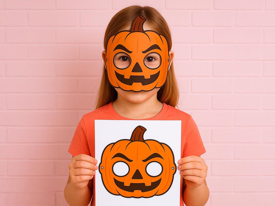 Printable Pumpkin Mask for Kids | Halloween Costume (PDF) - Etsy
