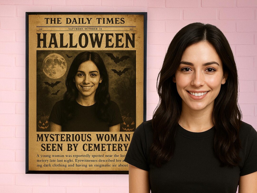 Personalized Halloween Newspaper Poster | Vintage Horror Headline Print ...