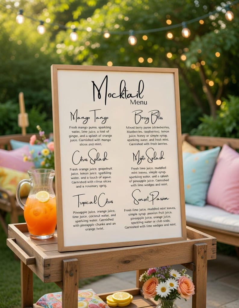 Editable Mocktail Recipes & Drink Menu Template – Non Alcoholic Party ...