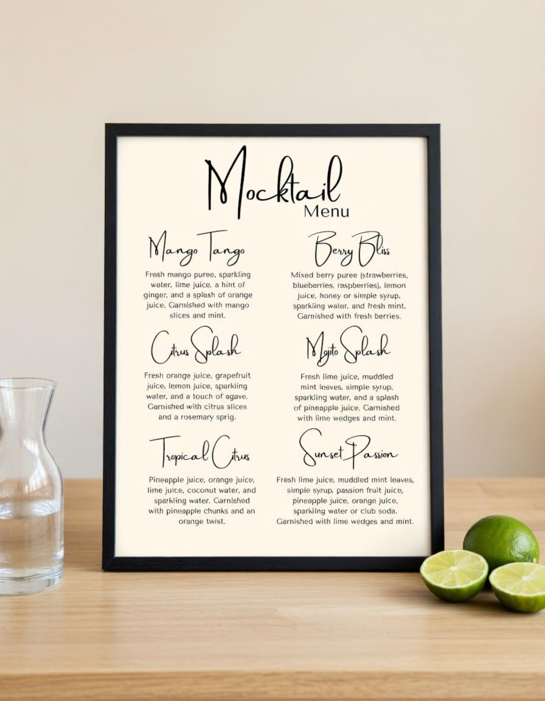Editable Mocktail Recipes & Drink Menu Template – Non Alcoholic Party ...