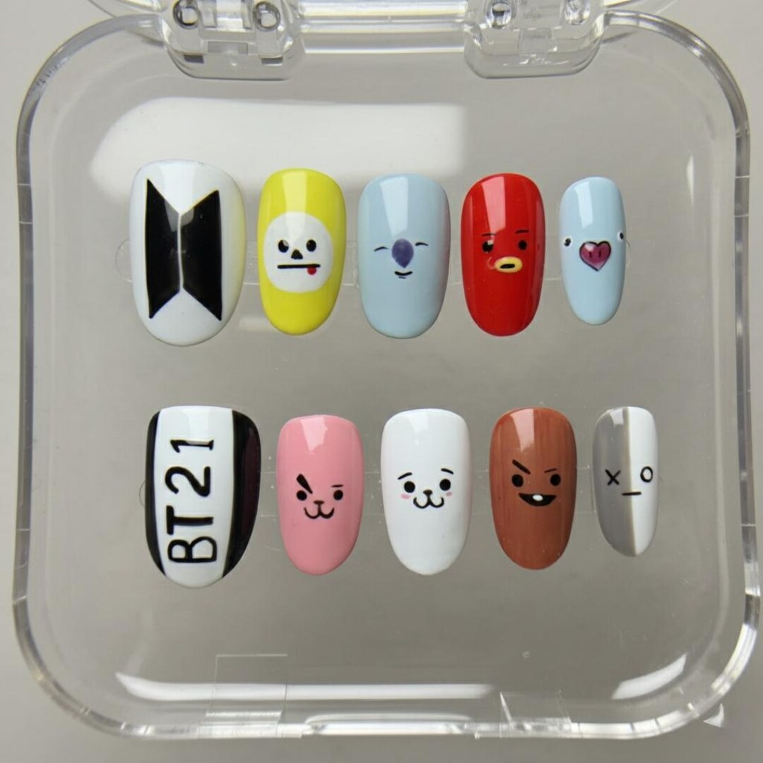 BT21 Press on Nails | K-pop Army Fan Art, Handmade Gel Nail Set - Etsy