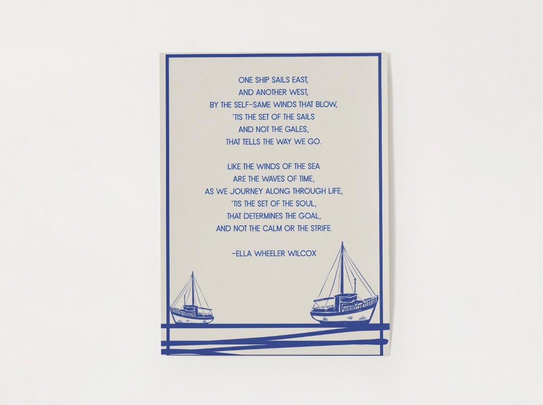 Vintage Poetry Print – One Ship Sails East | Ella Wheeler Wilcox Poem ...