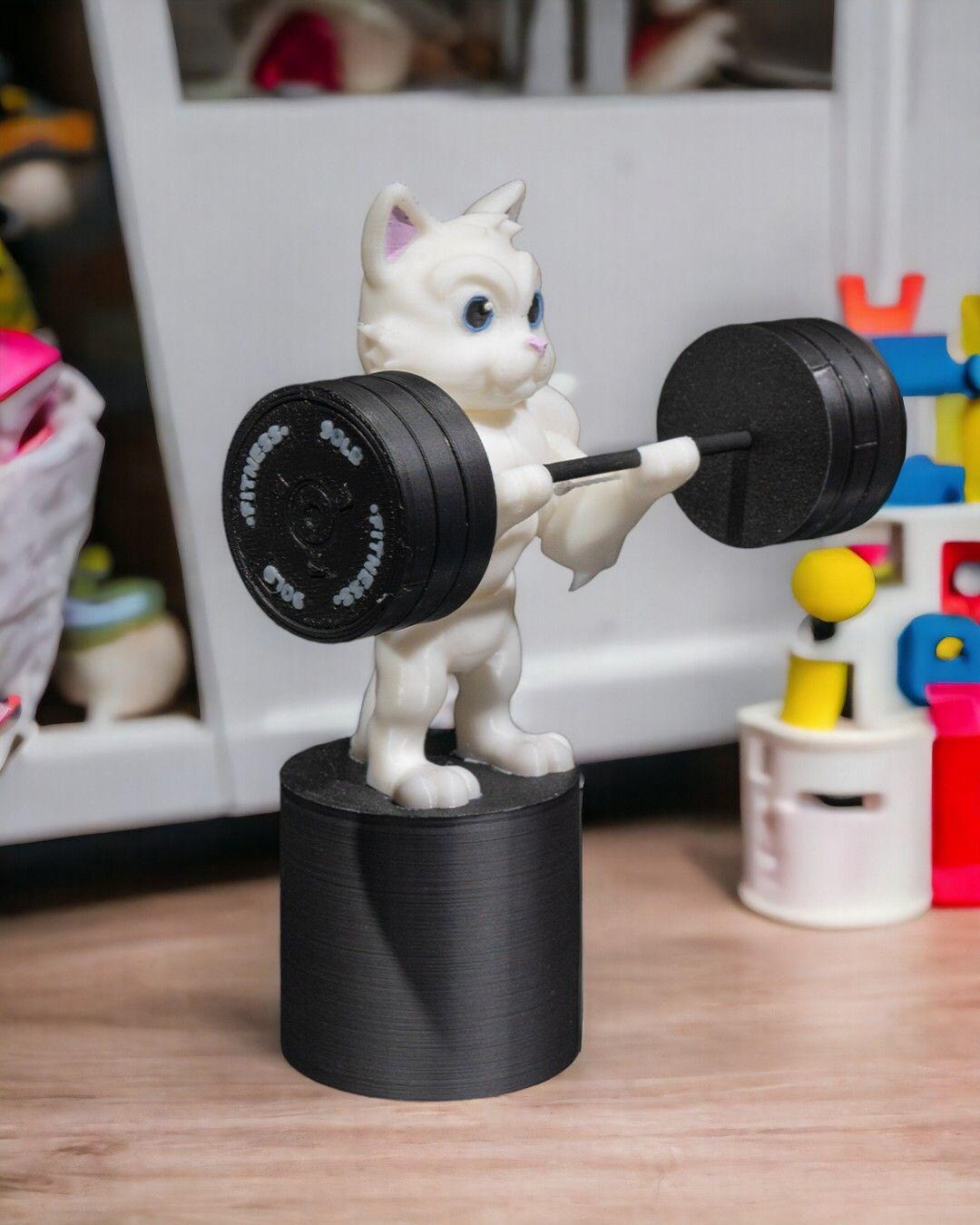 Weightlifting Cat | Fun Decorative Figurine | Original Gift for Cat and ...