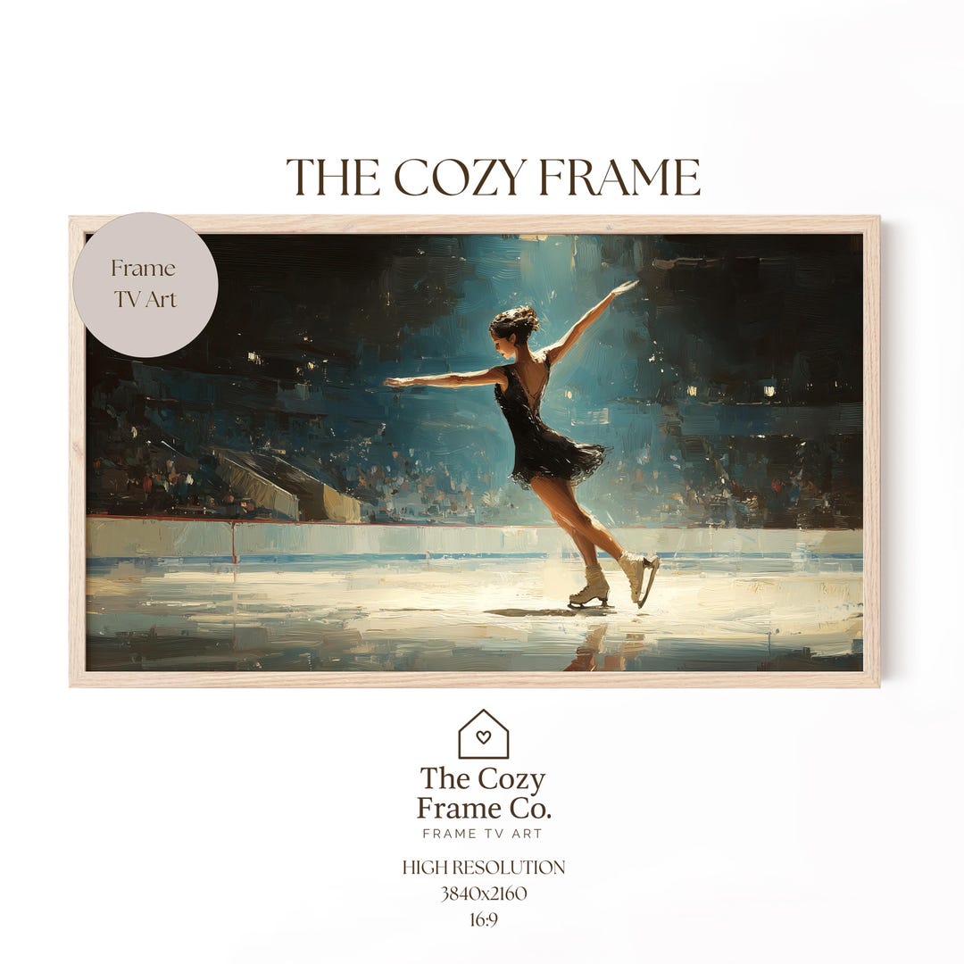 Vintage Figure Skater Painting, Samsung Frame TV Art (digital Download ...