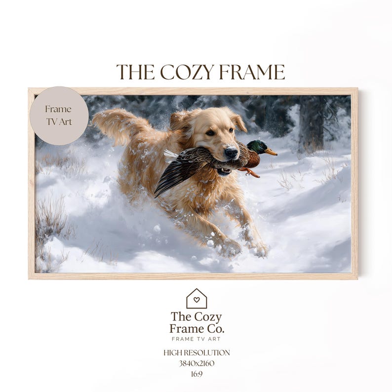 Golden Retriever Duck Hunting Art Winter Sporting Dog Painting Samsung ...