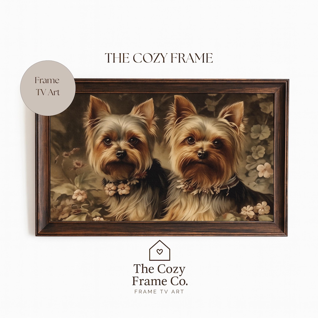 Yorkshire Terrier Pair Smart TV Art Frame TV Digital Download Vintage ...