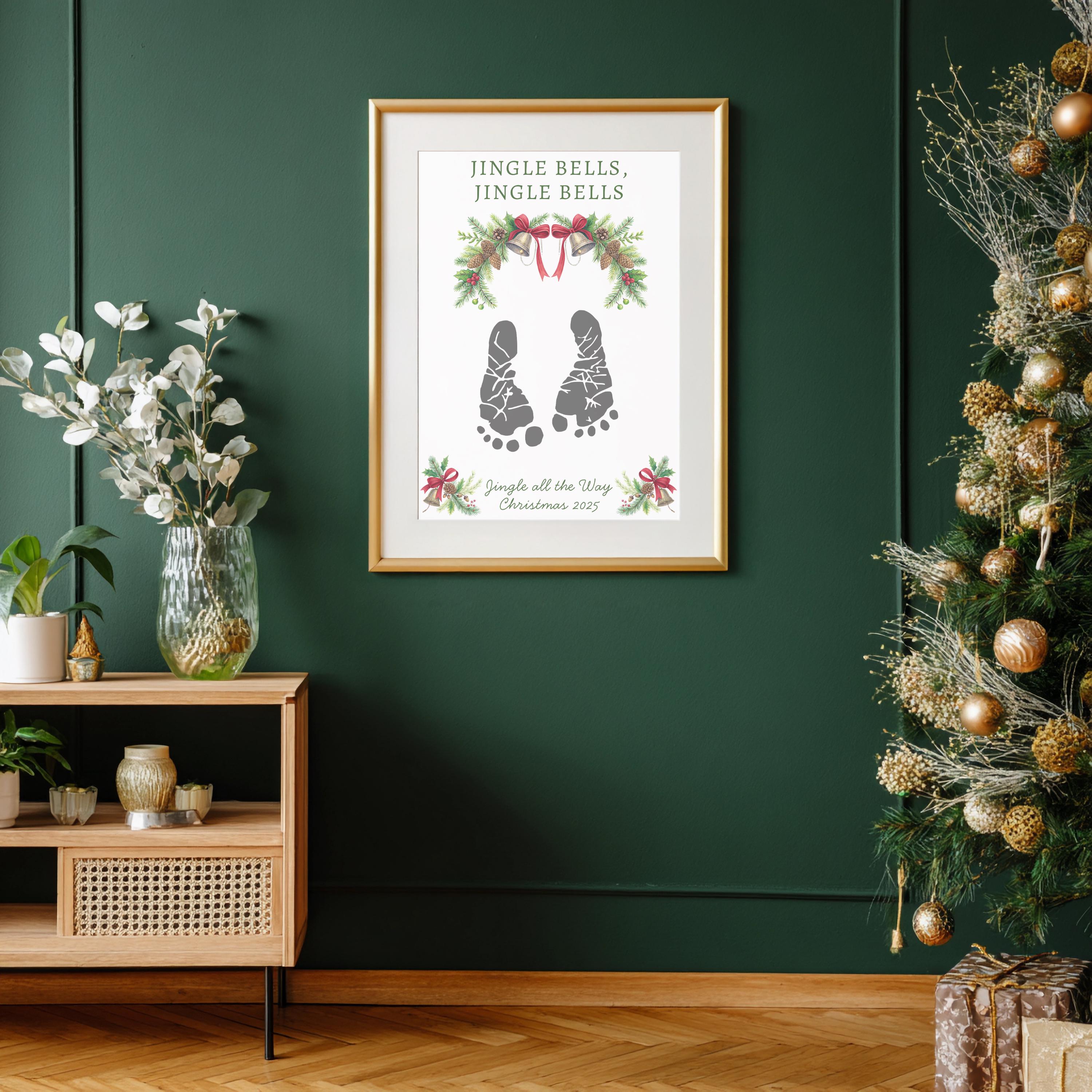 Jingle Bells DIY Christmas Kids Craft Print, Baby Footprint Art - Etsy