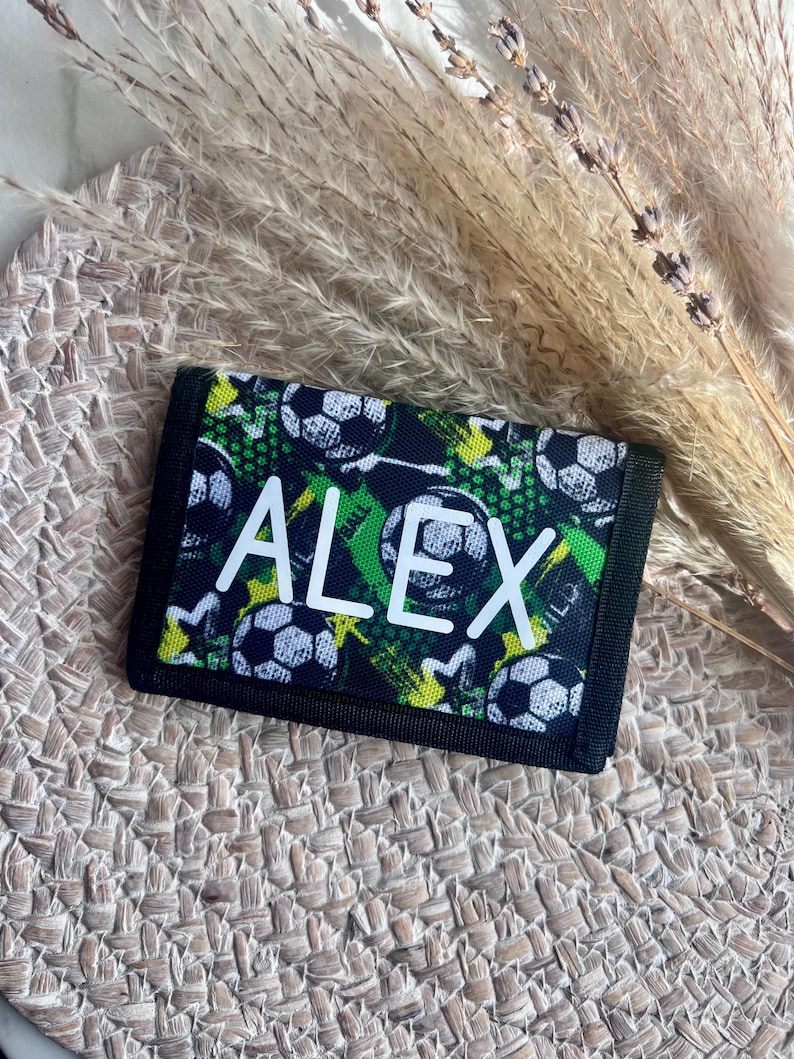 Personalised Football Wallet, Custom Name Boys Wallet, Football Themed ...