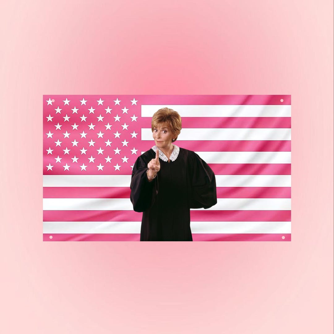 Judge Judy US Flag, Pink American Flag Wall Art, Iconic TV Judge Decor ...