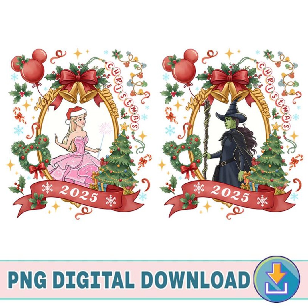 Wicked Very Merry Christmas PNG, Glinda Elphaba Christmas Png, Coquette ...