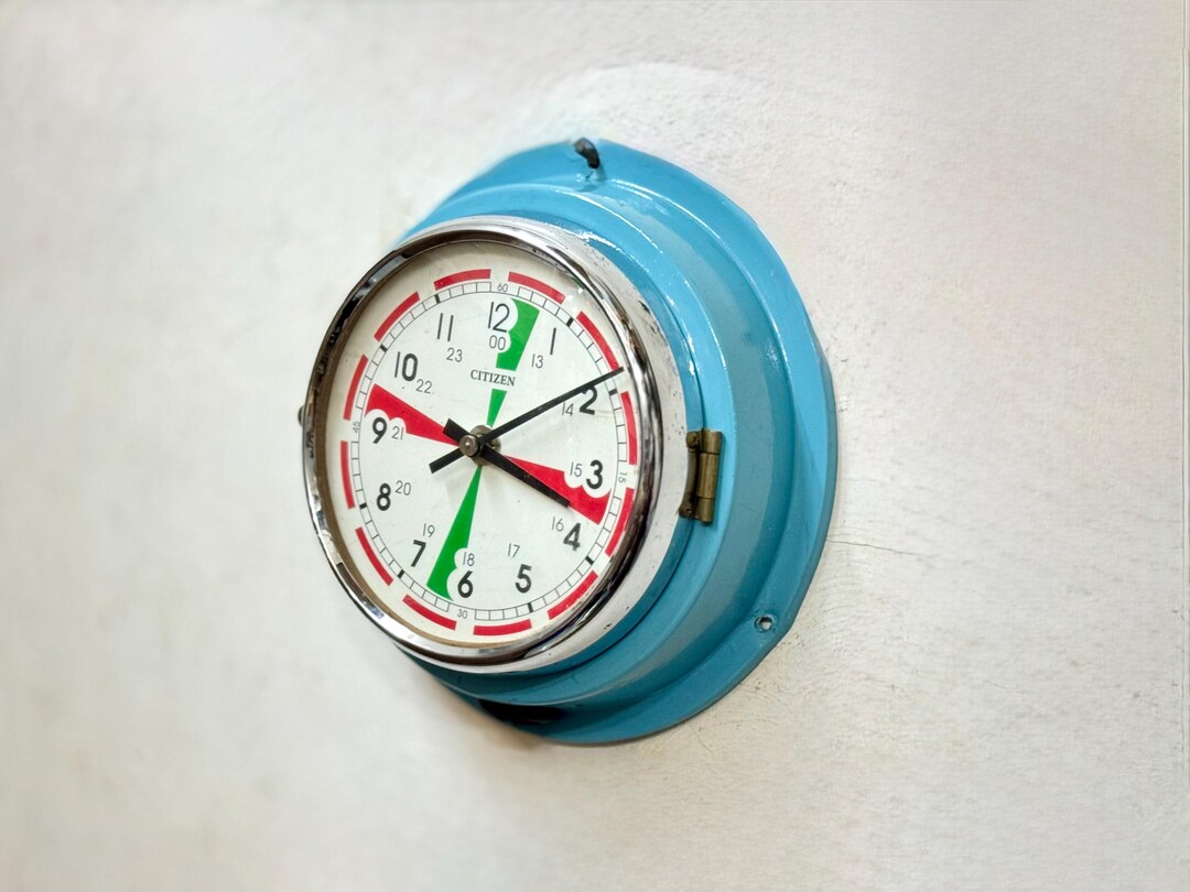 Retro Marine Timepiece | Sky Blue Coated Nautical Clock | Ocean Theme ...
