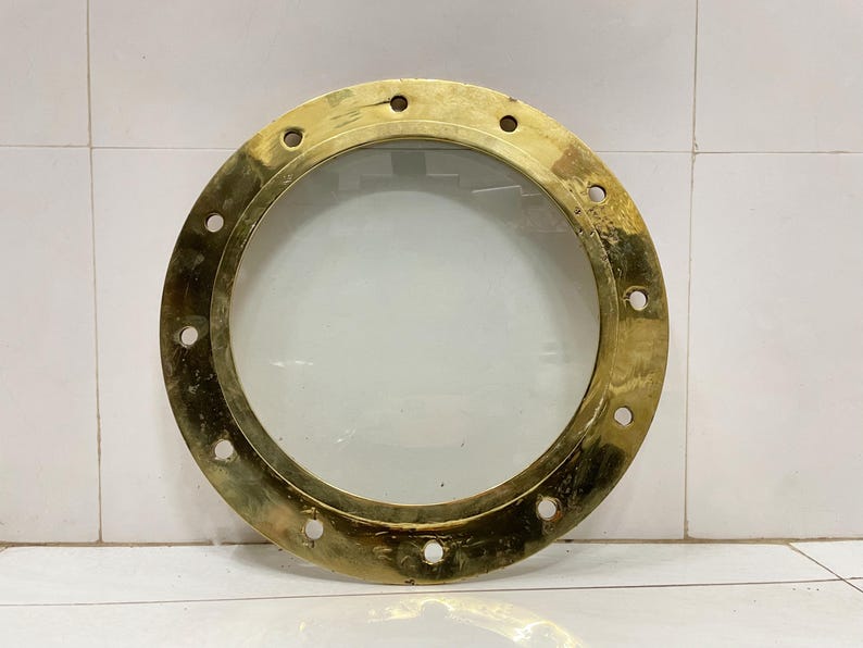 Authentic Brass Fixed Porthole Window, 14" Vintage Marine Decor ...