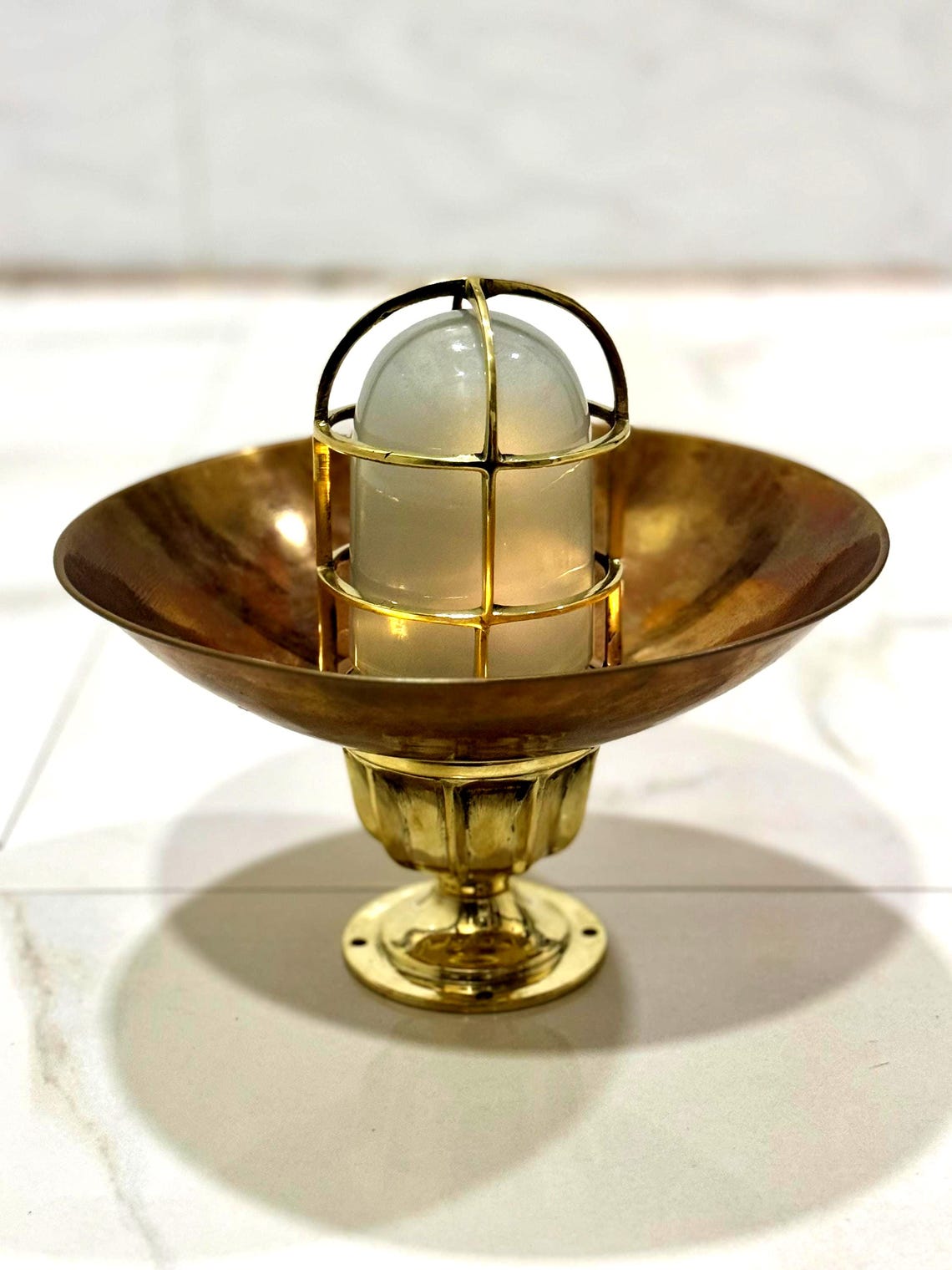 Brass Bulkhead Ceiling Light With Copper Shade – Nautical Loft Style ...