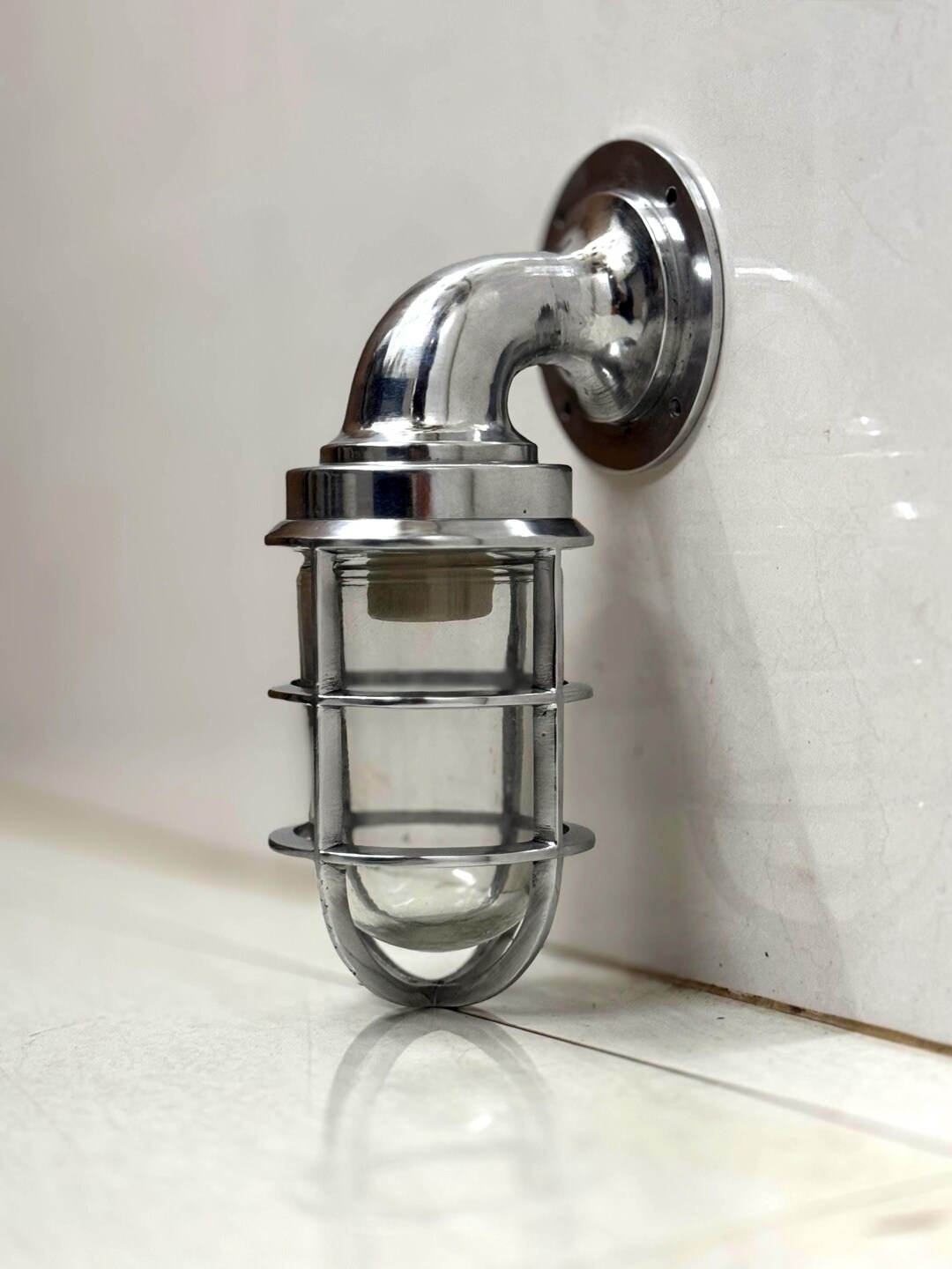 American Style Nautical Bulkhead Light | Chrome Wall Sconce | Marine ...