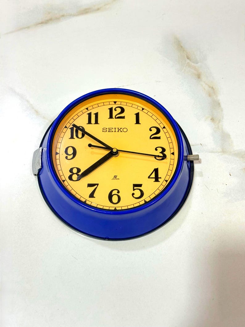 Vintage Blue Seiko Wall Clock Retro Japanese Design Large Numerals Home ...