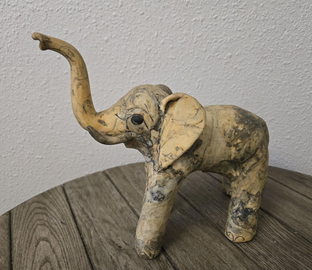 Hand Carved Crushed Oyster Shells Elephant Figurine, Philippines - Etsy