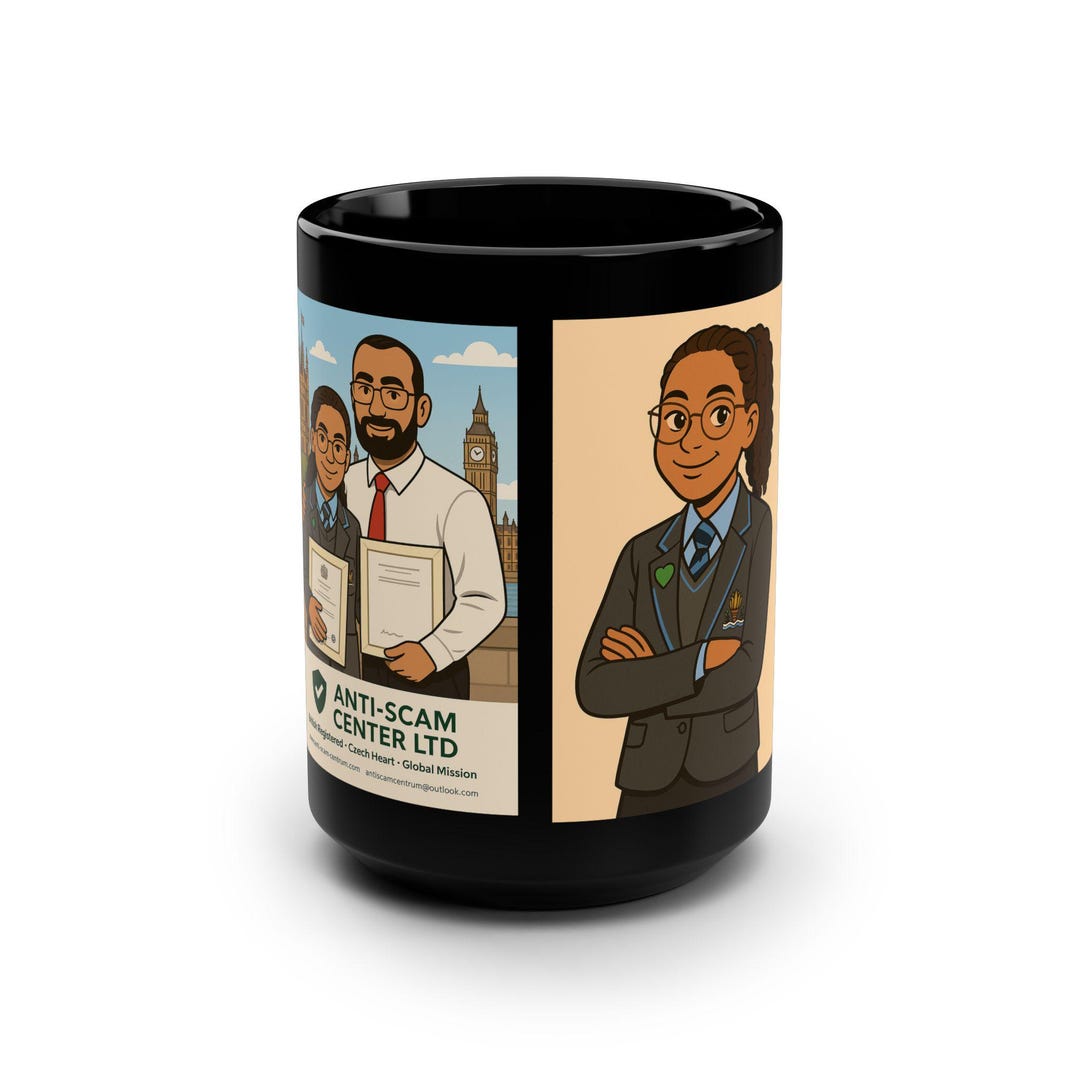 Anti-scam Center Illustration Mug | Black 15oz - Etsy