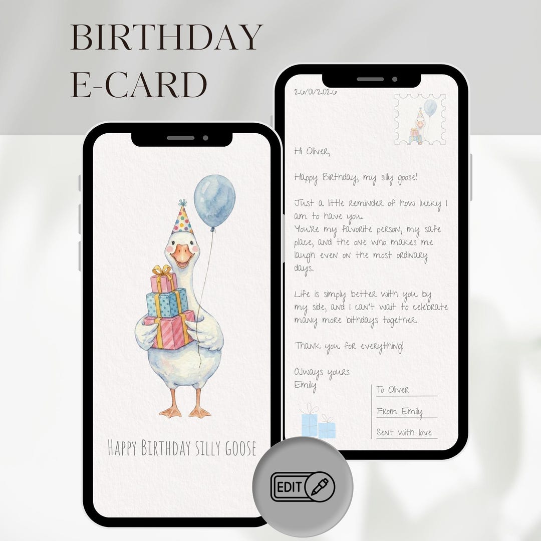 Personalized Goose Birthday Card | Silly Goose Birthday Card | Digital ...