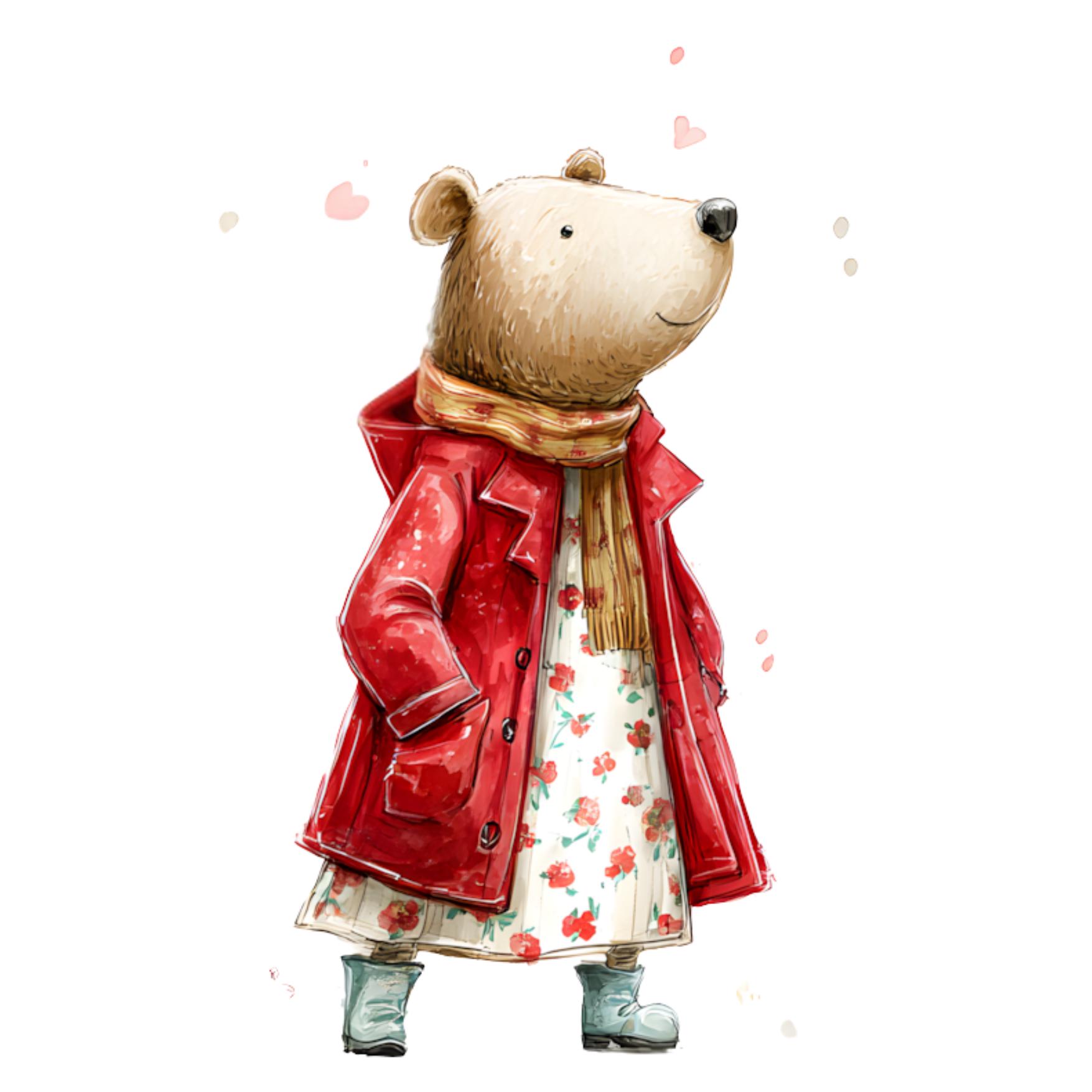 Watercolor Animal Clipart Set – Cozy Dressed Characters (digital ...