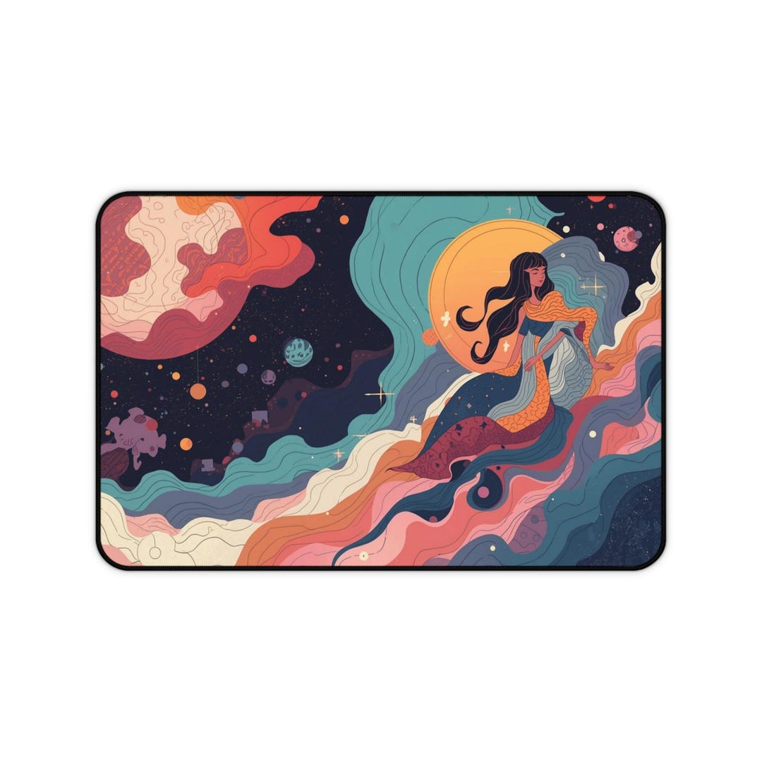 Cosmic Mermaid Desk Mat - Astral Office Decor, Gamer Accessory, Space ...