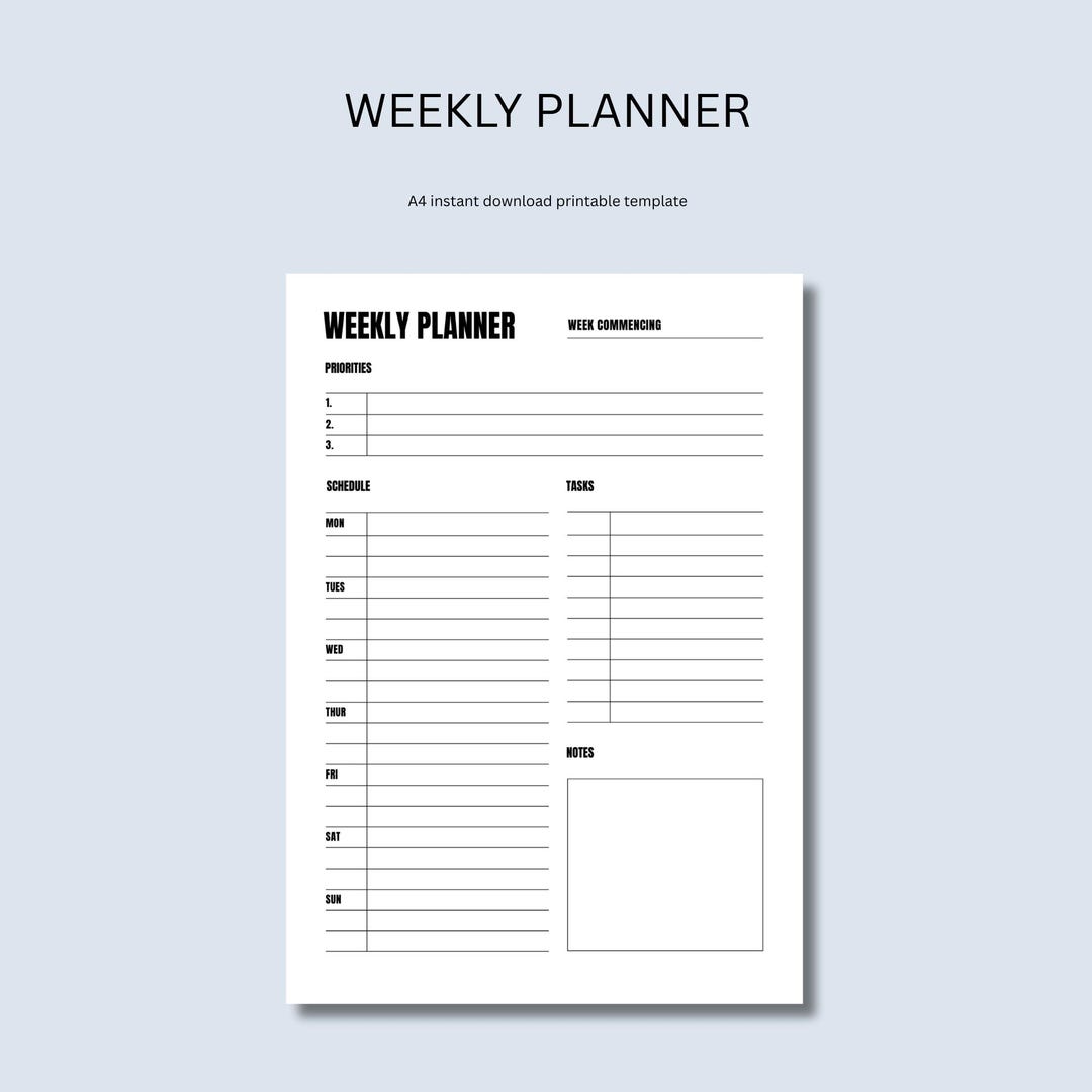 Weekly Planner Printable, Productivity Planner, to Do List & Schedule ...