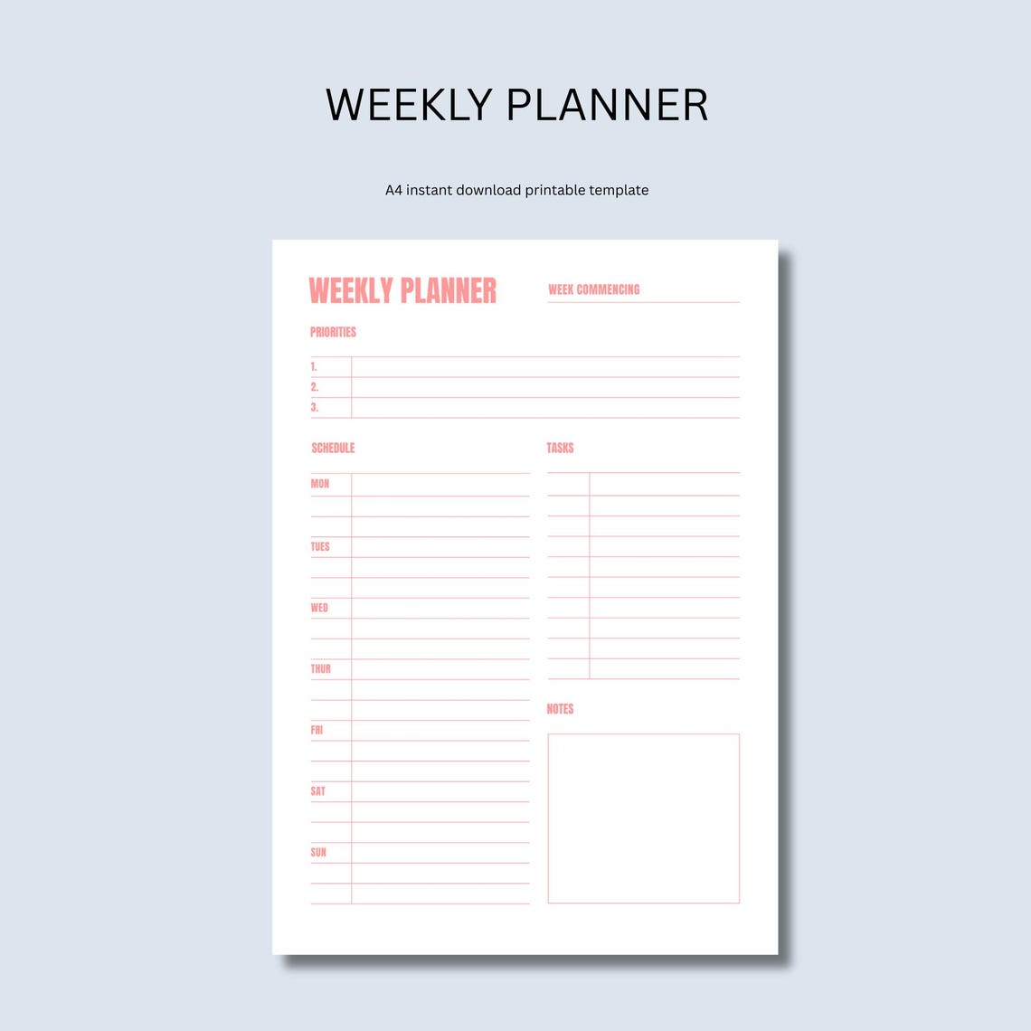 Weekly Planner Printable, Productivity Planner, to Do List & Schedule ...