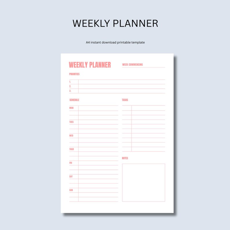 Weekly Planner Printable, Productivity Planner, to Do List & Schedule ...
