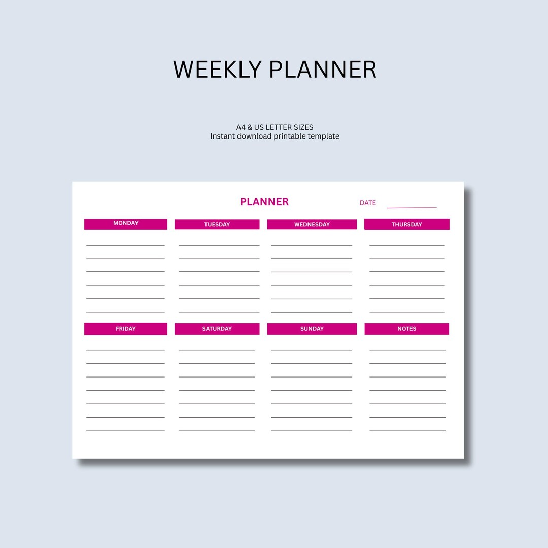 Weekly Planner Printable for Timetables, To-do Lists, Appointments and ...