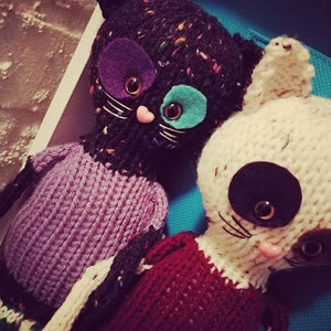 PATTERN ONLY: Here Kitty Kitty! Violet & Milo Knit Kitten Dolls!! Cat ...