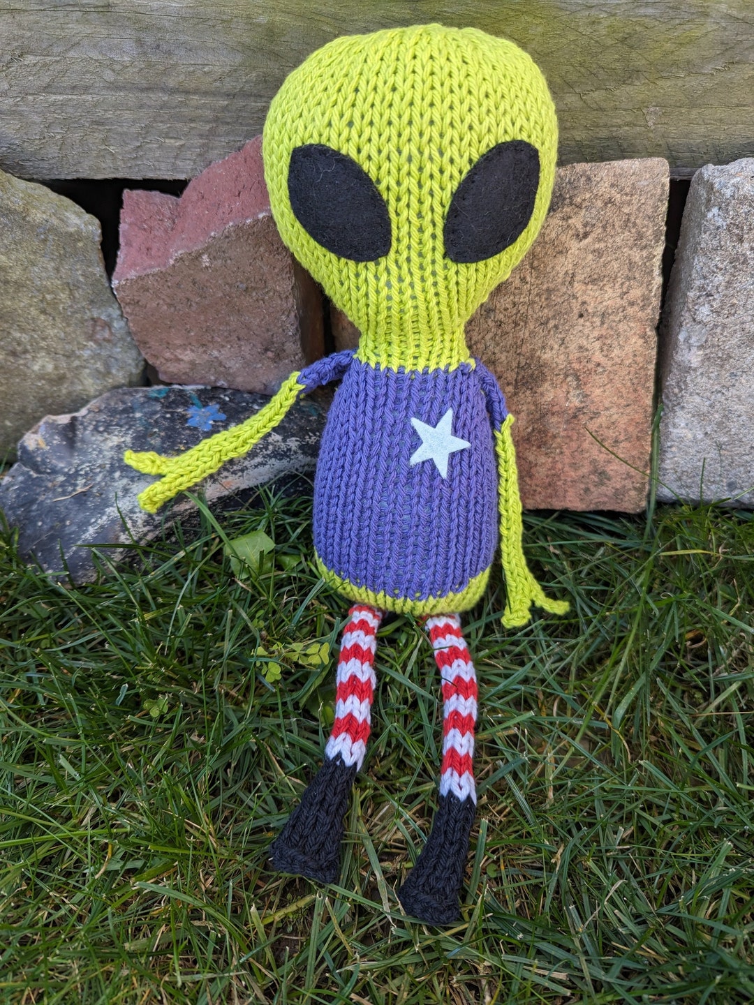 Archer - Hand Knit Alien Plush: 100% Cotton Outer Space Pal Doll - Etsy