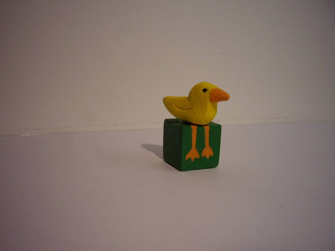 Original Miniature Duck Sculpture on Base Metaphor Pun Bird Outsider ...