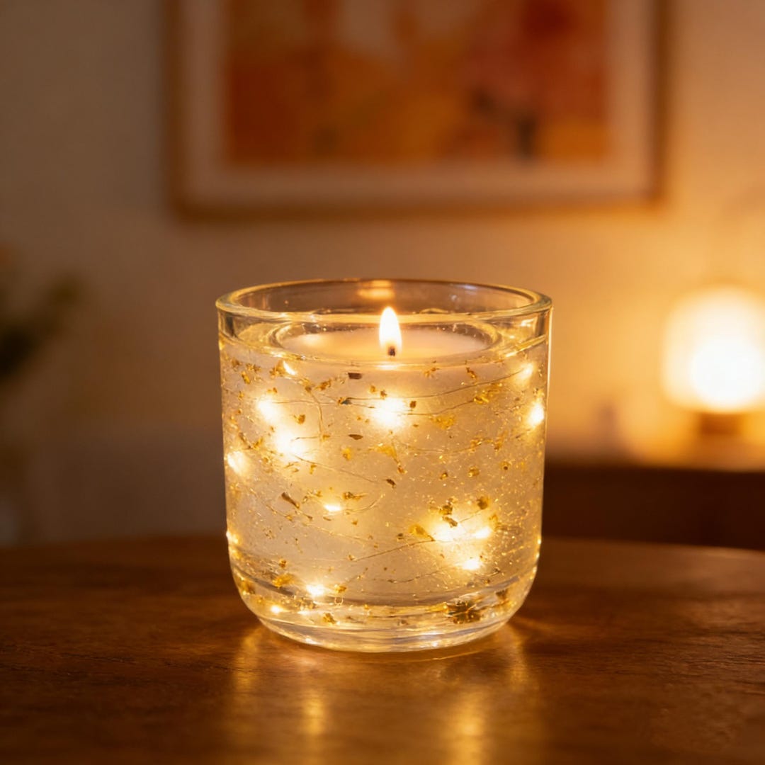 LED Scented Candle With Gold Foil | Light-up Glass Cup Candle | 3 ...